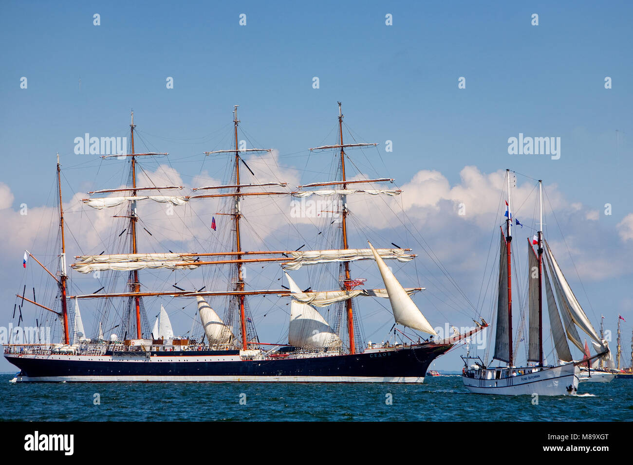 Barque 'Sedov' and 'Flying Dutchman' schooner. Bay of Gdansk, Poland ...