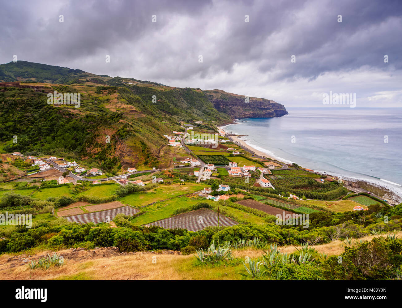 Praia, elevated view, Santa Maria Island, Azores, Portugal Stock Photo ...