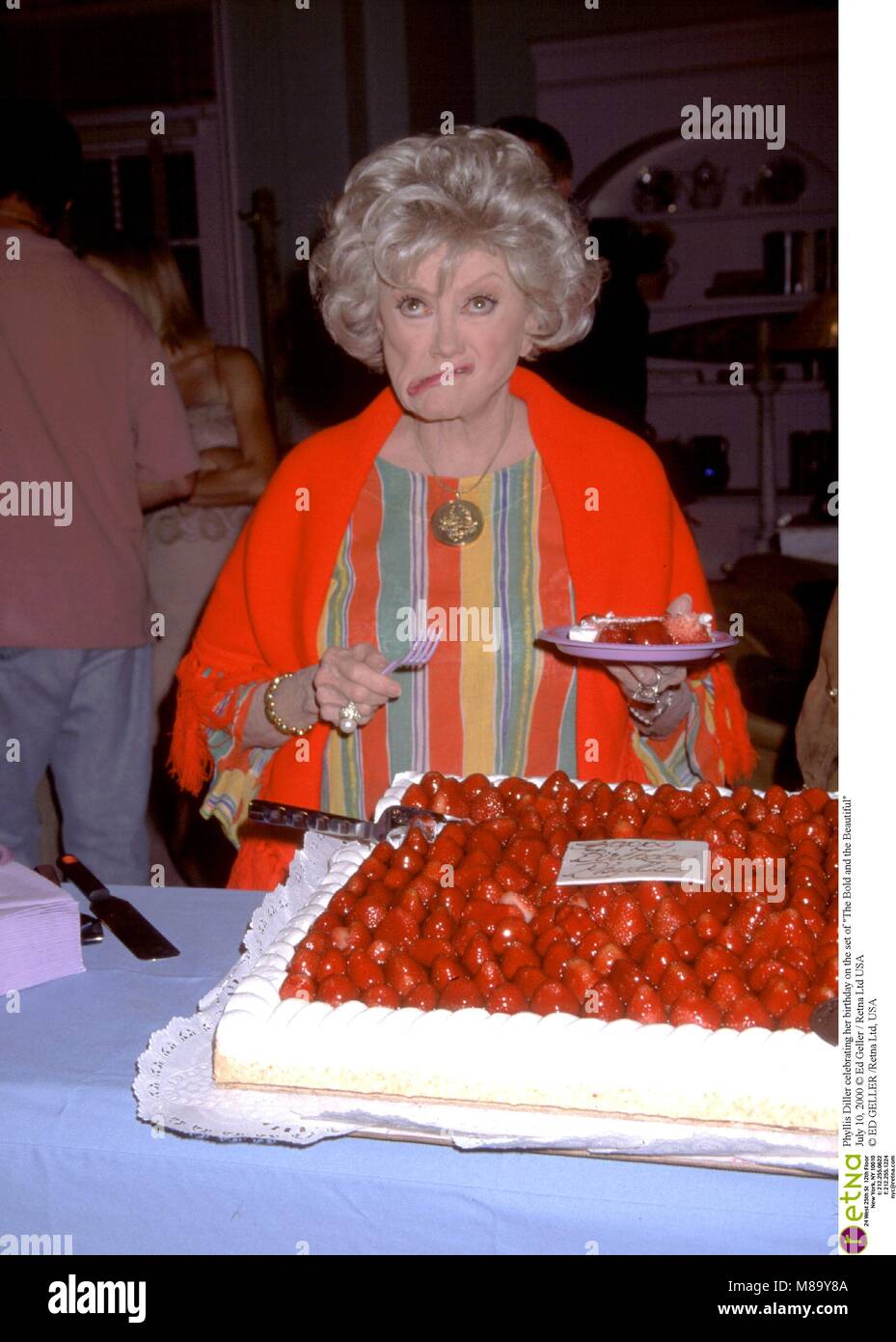 Phyllis Diller celebrating her birthday on the set of "The Bold and the ...