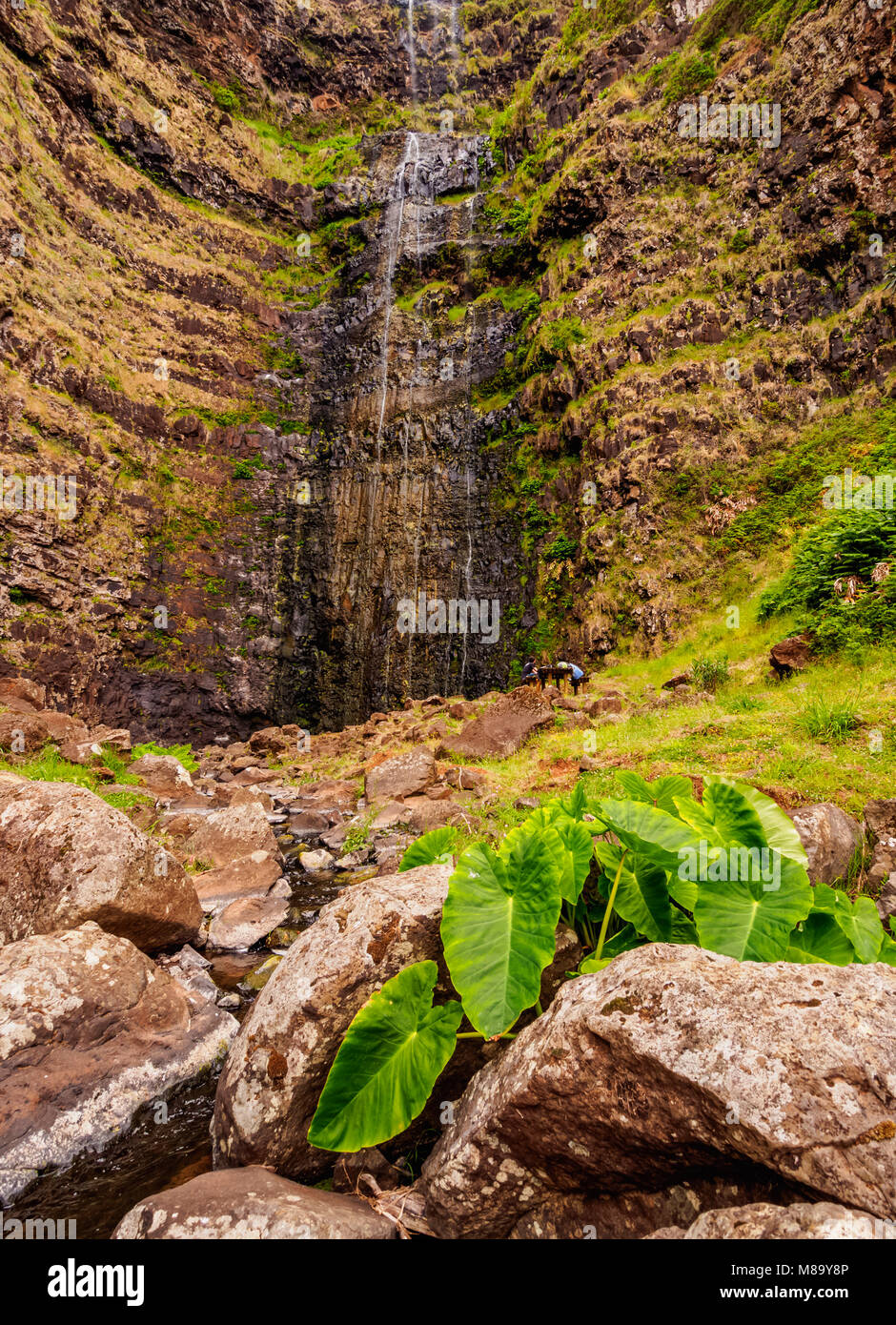 Cascata de Aveiro, waterfall, Maia, Santa Maria Island, Azores ...
