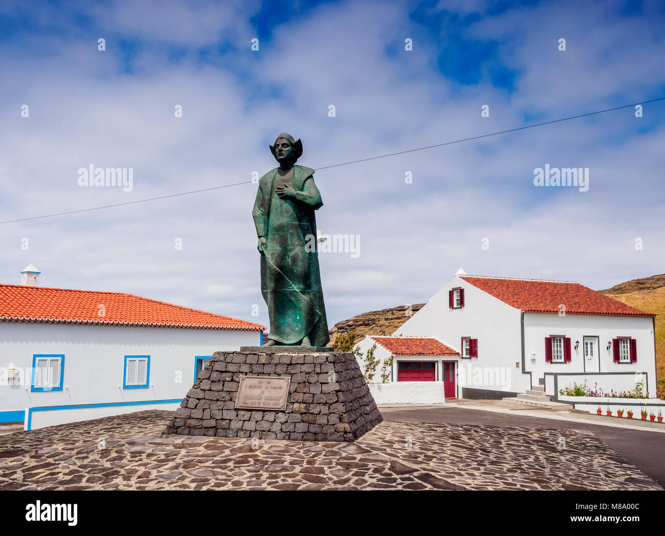 Statue of Columbus, Anjos, Santa Maria Island, Azores, Portugal Stock ...