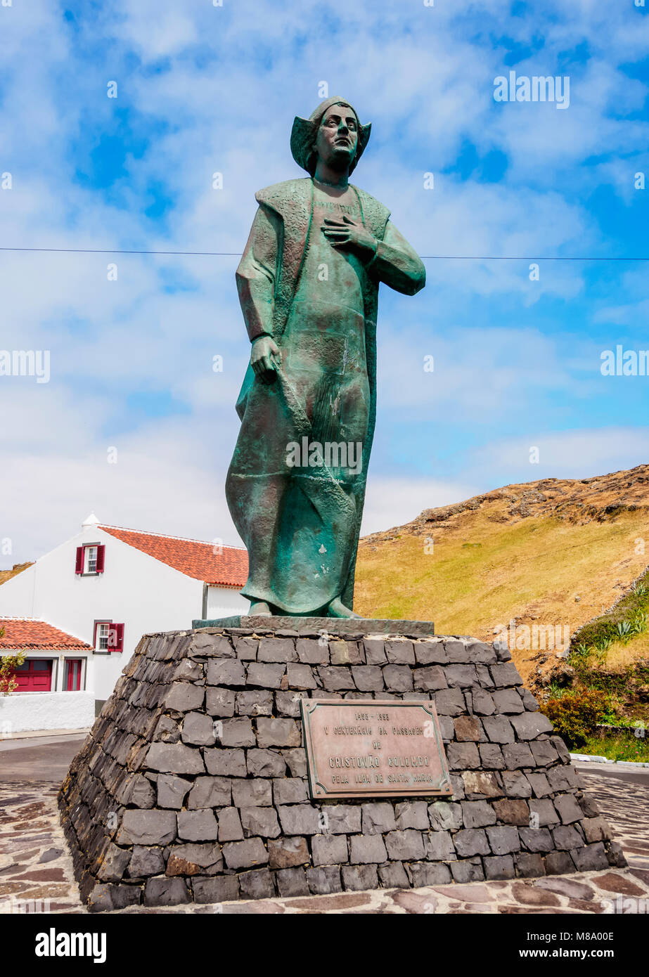 Statue of Columbus, Anjos, Santa Maria Island, Azores, Portugal Stock ...
