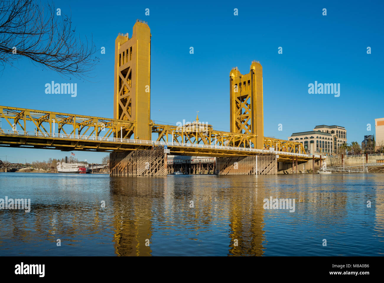 Afternoon view of the famous tower bridge of Sacramento, California ...