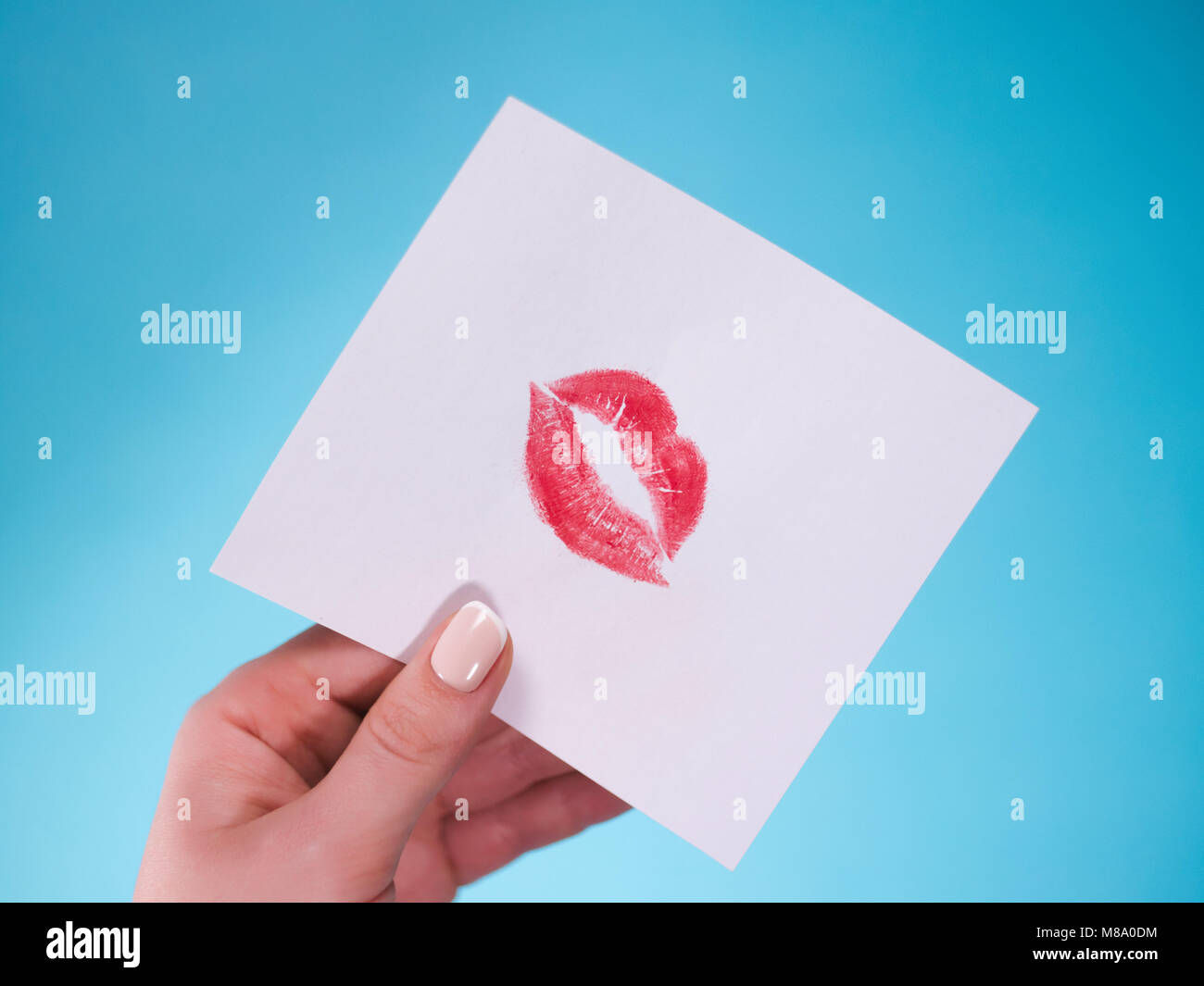 Flat lay. Top view. Hand of girl writing love letter on Saint ...
