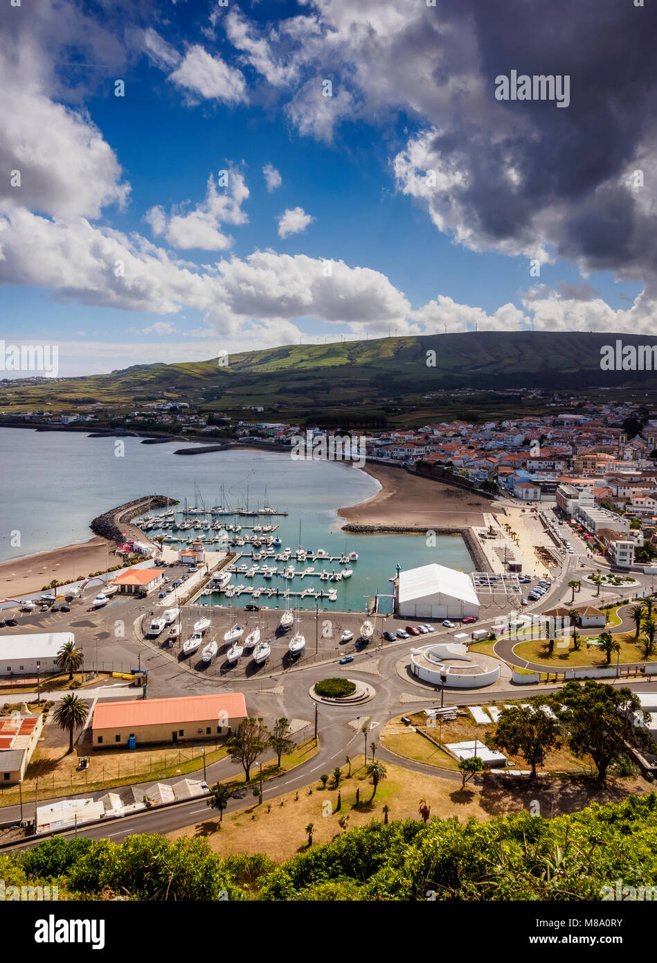 Praia da Vitoria, elevated view, Terceira Island, Azores, Portugal ...