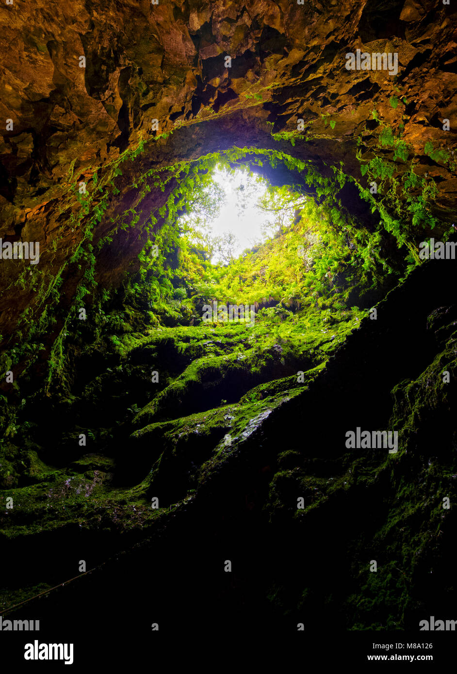 Gruta do Algar do Carvao, cave, Terceira Island, Azores, Portugal Stock ...