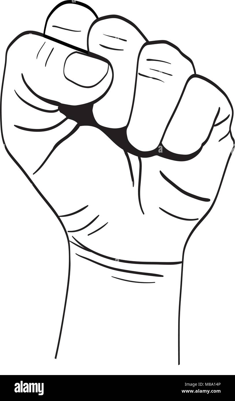 line person hand up oppose protest Stock Vector Image & Art - Alamy