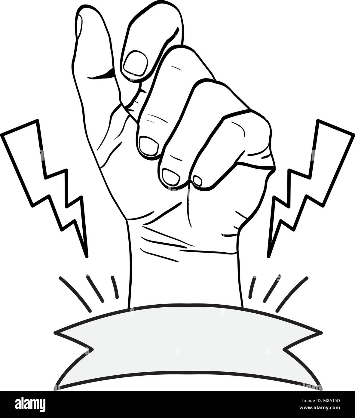 line person hand oppose with rays and ribbon Stock Vector Image & Art ...