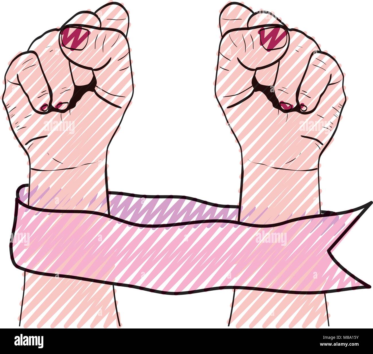 doodle people hands up oppose with ribbon Stock Vector Image & Art - Alamy