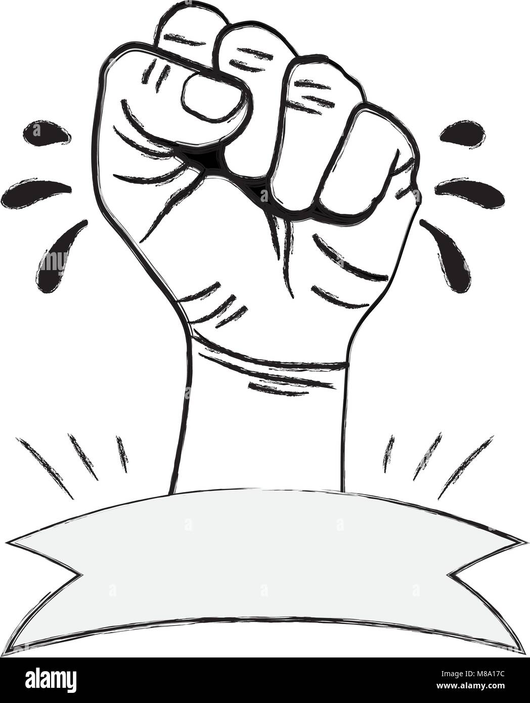 grunge oppose hand protest revolution with ribbon Stock Vector Image ...