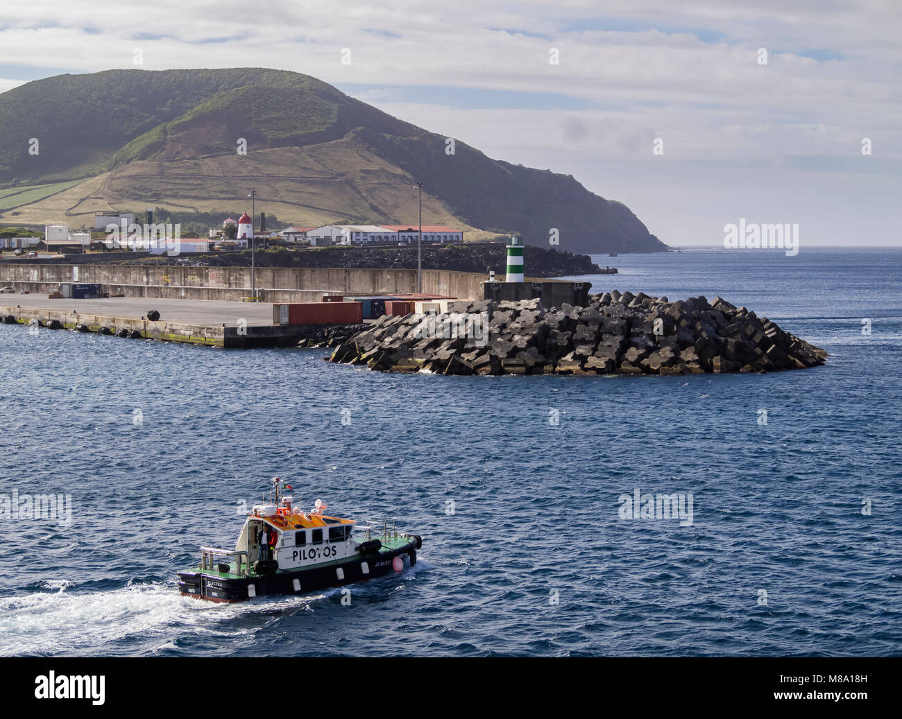 Port in Praia, Graciosa Island, Azores, Portugal Stock Photo - Alamy