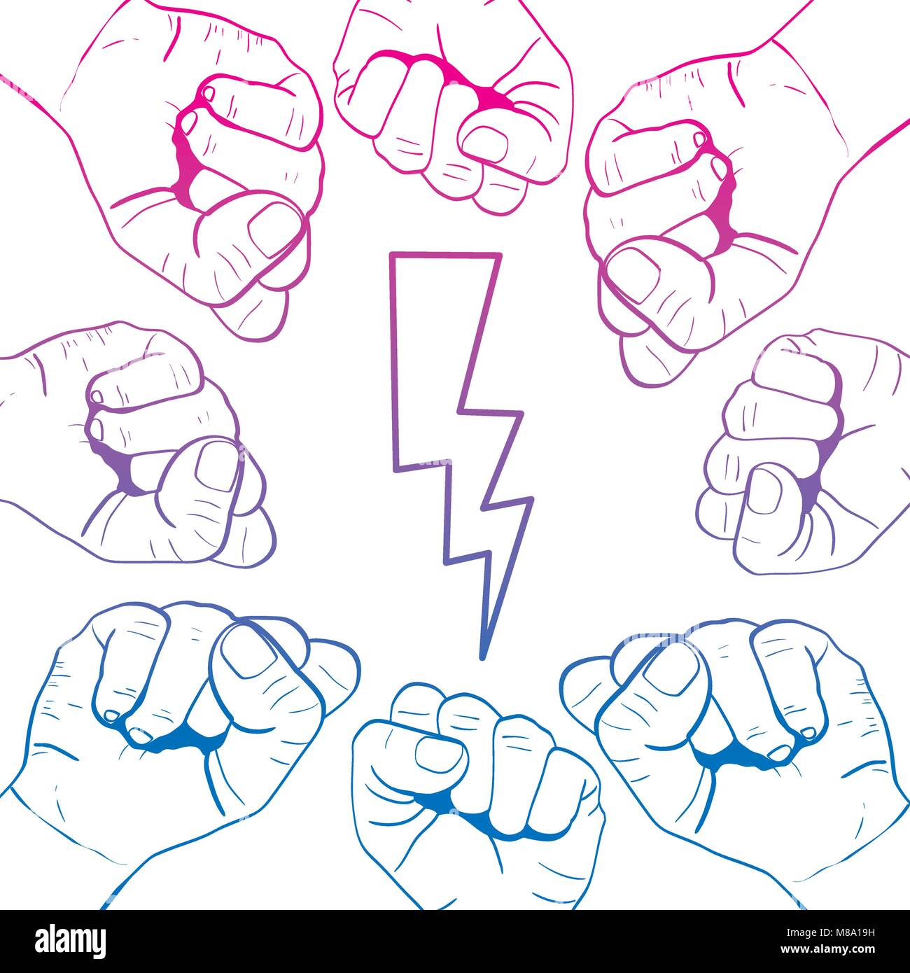 degraded line people opposive hands together protest Stock Vector Image ...