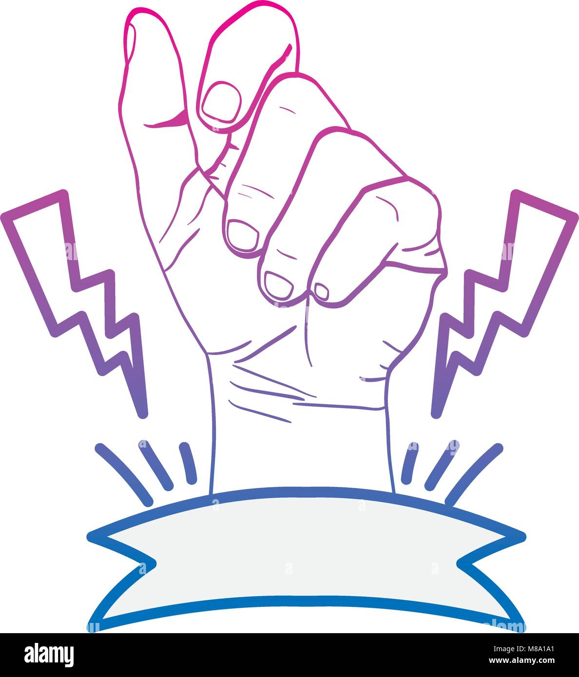 degraded line person hand oppose with rays and ribbon Stock Vector ...