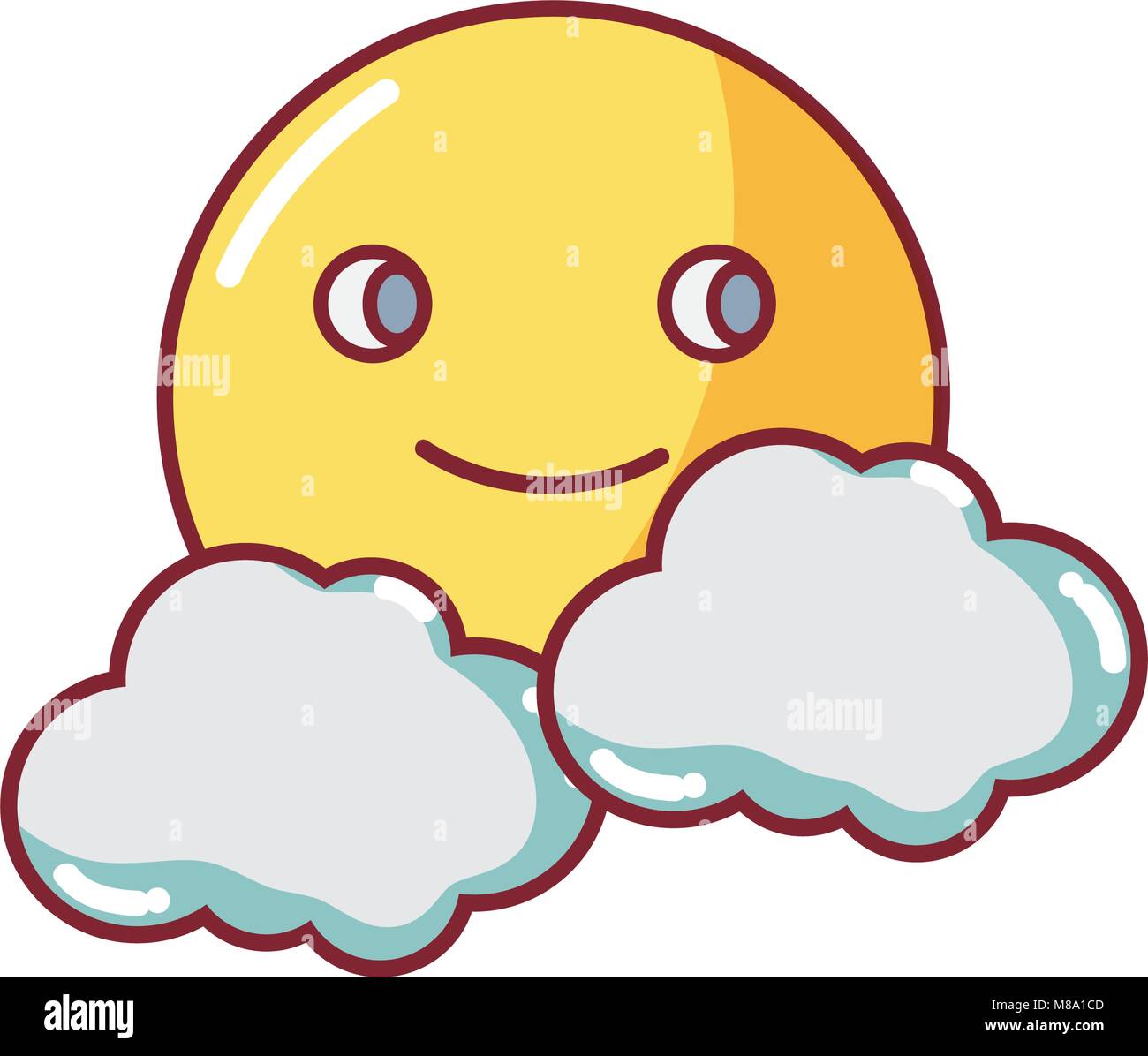 videogame smile sun charater with clouds Stock Vector Image & Art - Alamy