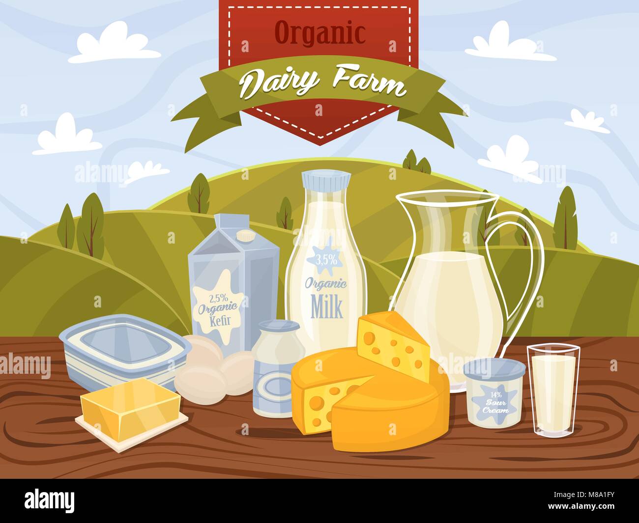 Bottle milk on table Stock Vector Images - Alamy