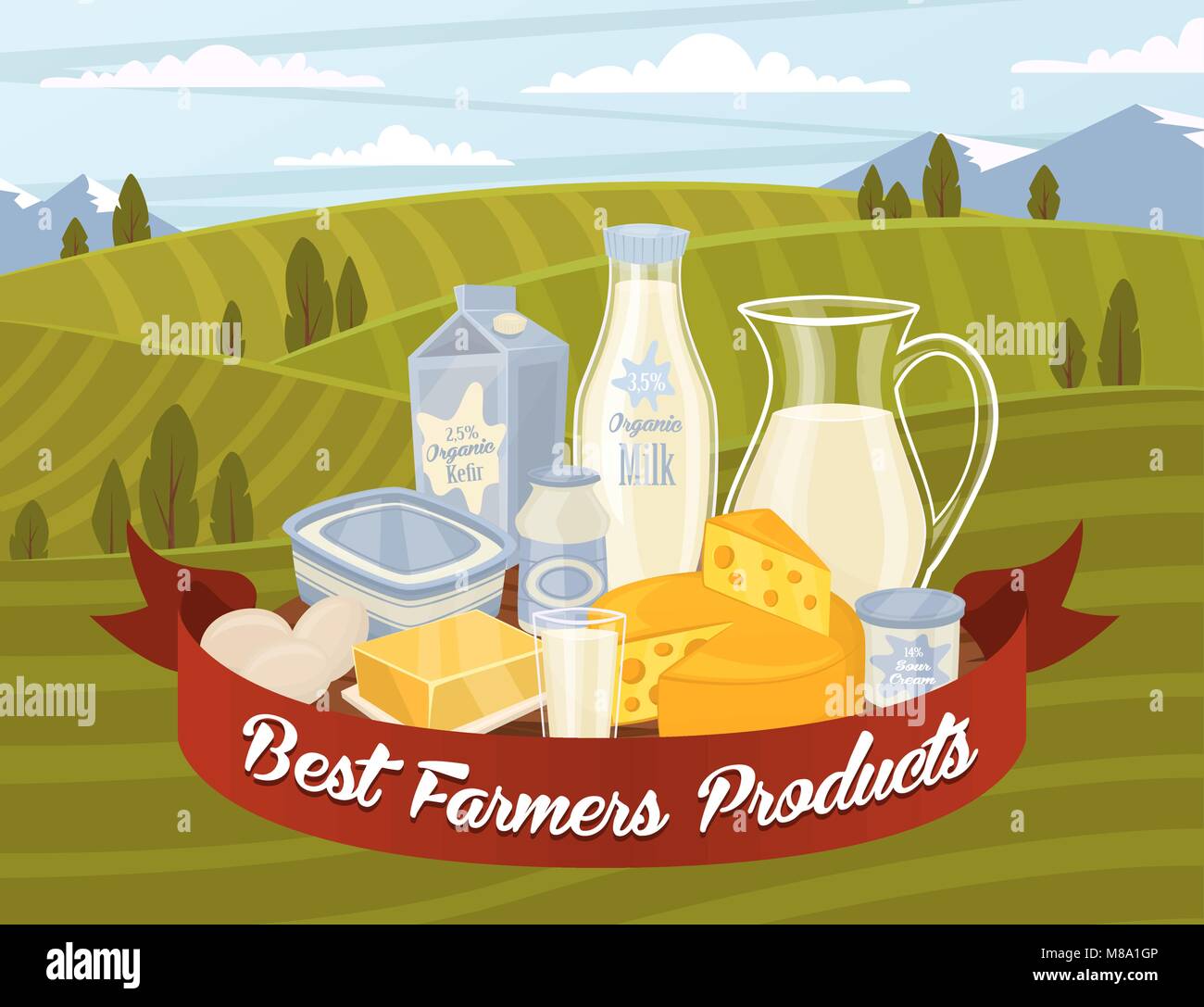 Yogurt butter traditional dairy Stock Vector Images - Alamy