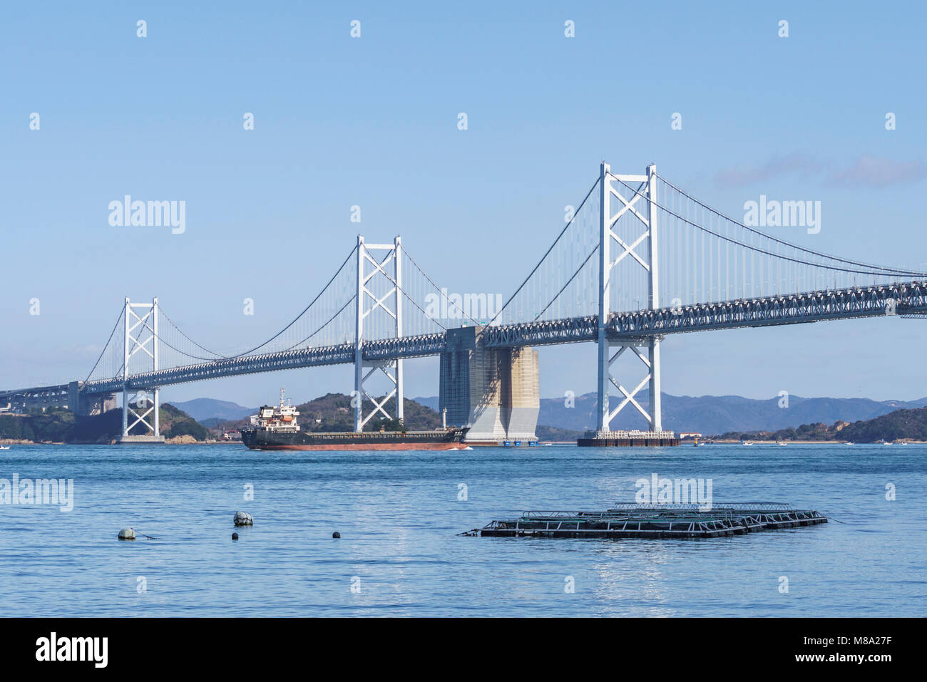 Great Seto Bridge view from Shami Nakanda beach, Sakaide City Kagawa ...