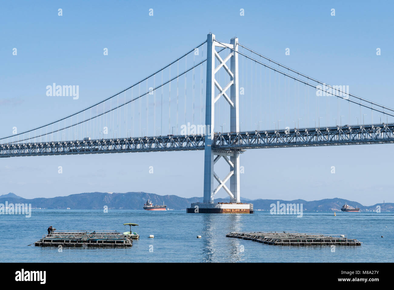 Great Seto Bridge view from Shami Nakanda beach, Sakaide City Kagawa ...