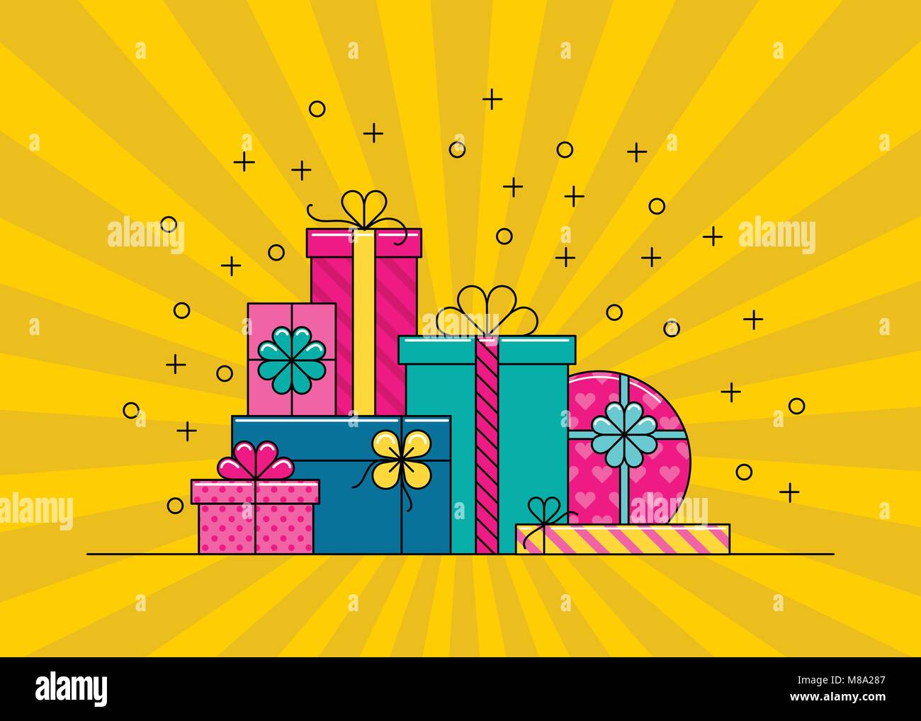 Colorful wrapped gift box Stock Vector Images - Alamy