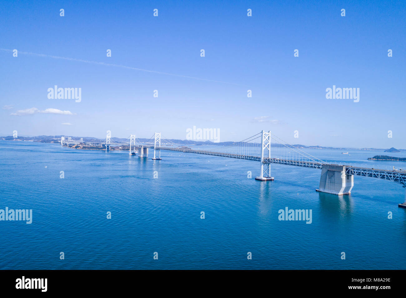 Great Seto Bridge view from Shami Nakanda beach, Sakaide City Kagawa ...