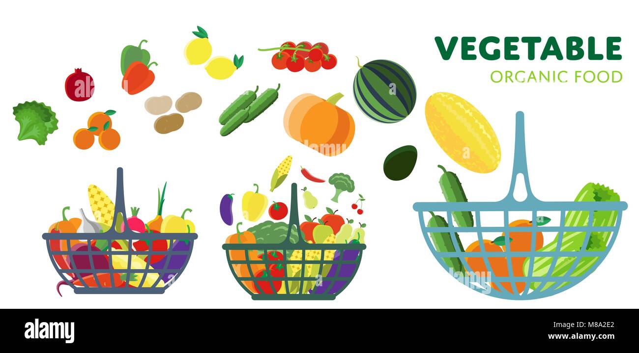 Produce vegetables basket Stock Vector Images - Alamy