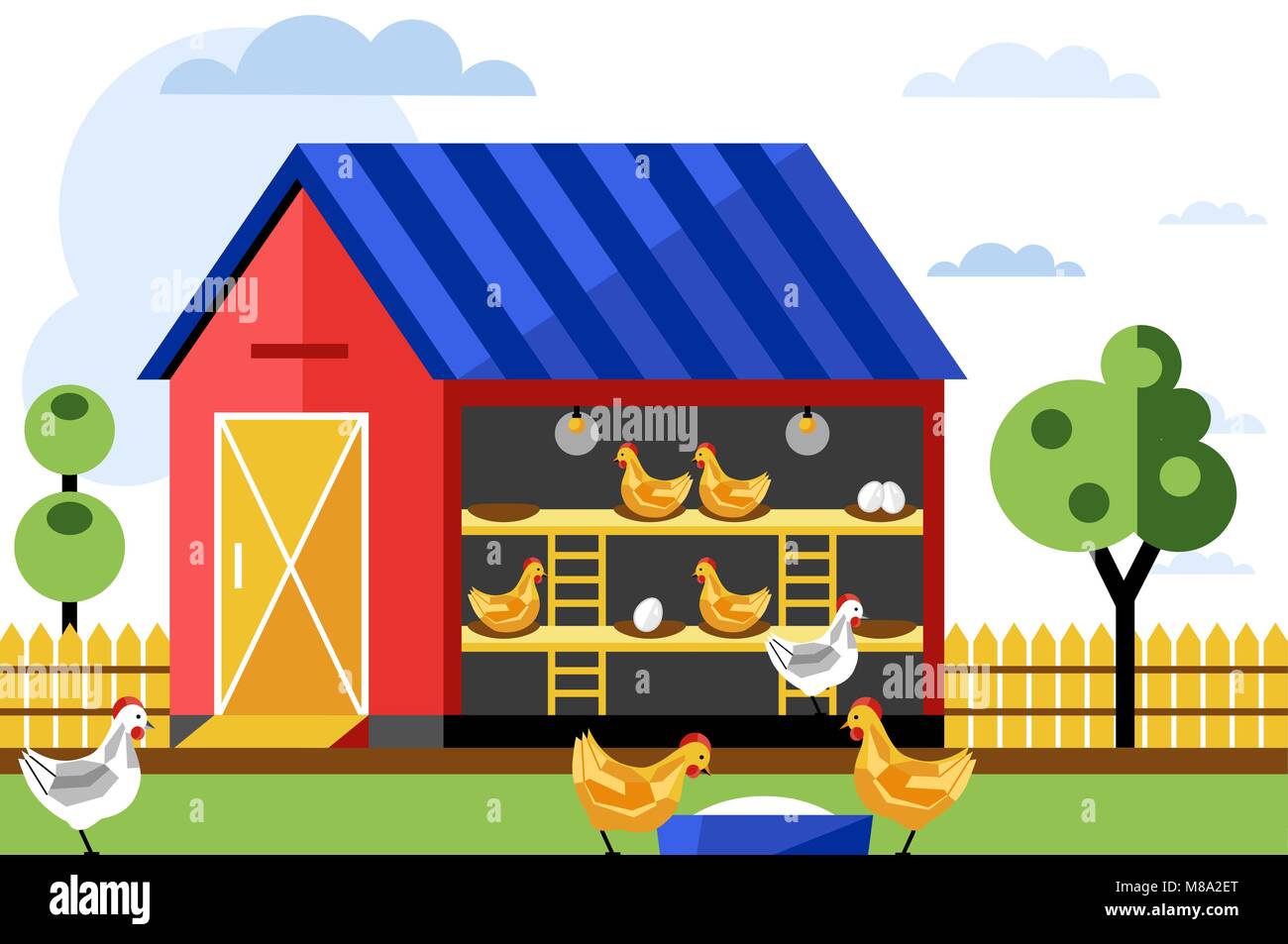 Chicken farm, vector illustration Stock Vector Image & Art - Alamy