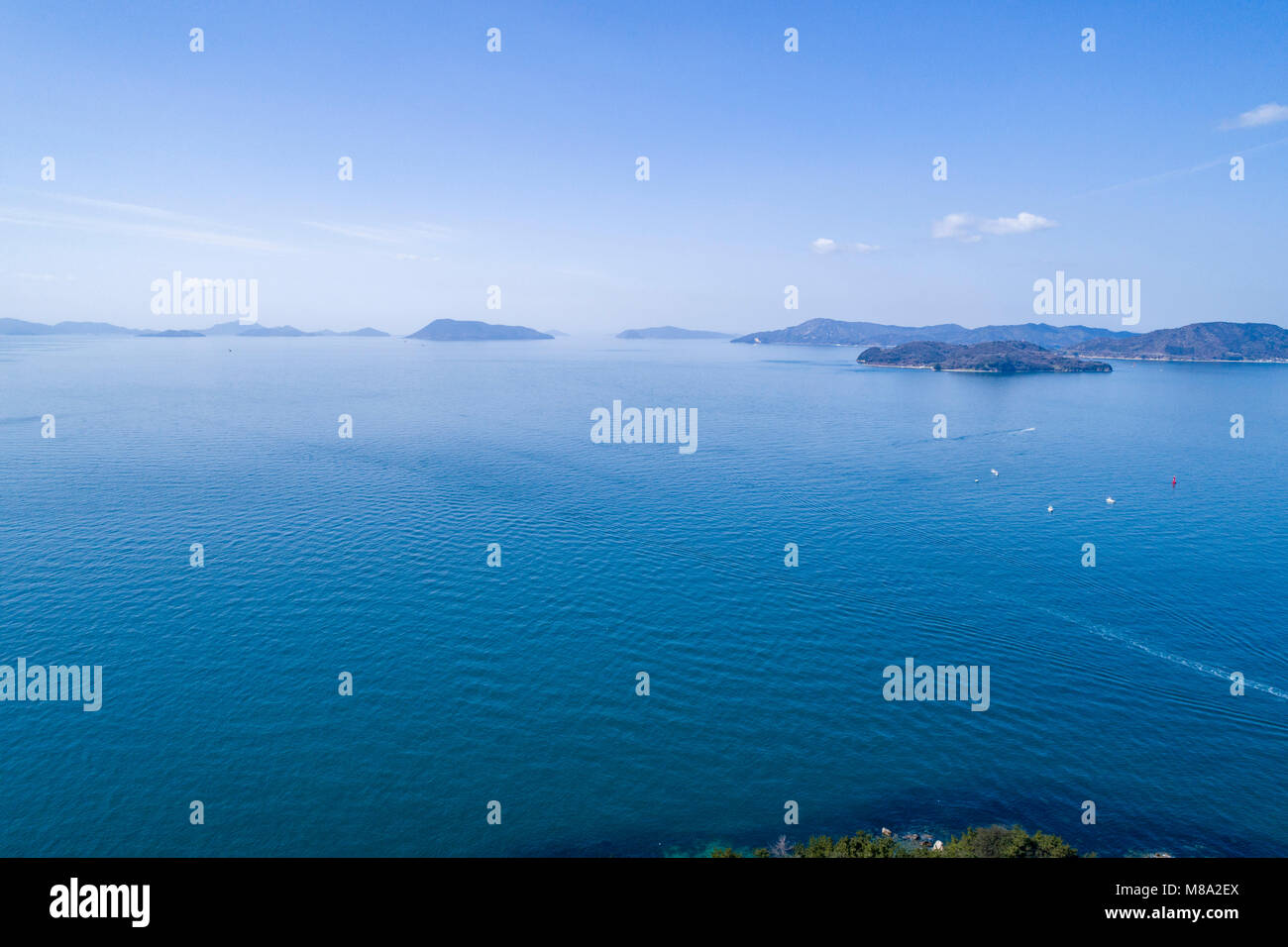 Aerial view of Seto inland sea, view from Shami Nakanda beach, Sakaide ...