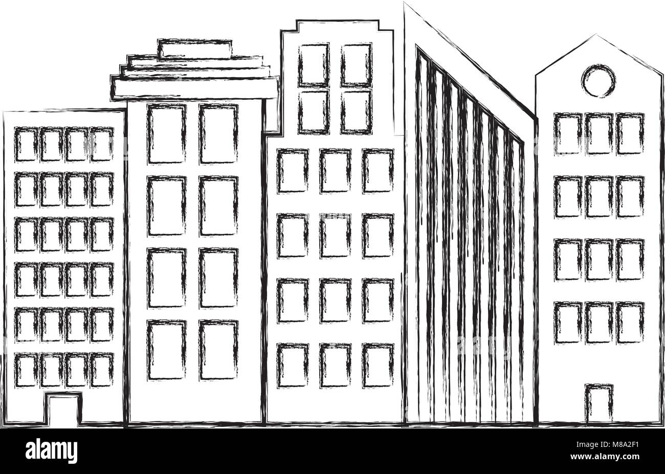 grunge architecture modern buildings city design Stock Vector Image ...