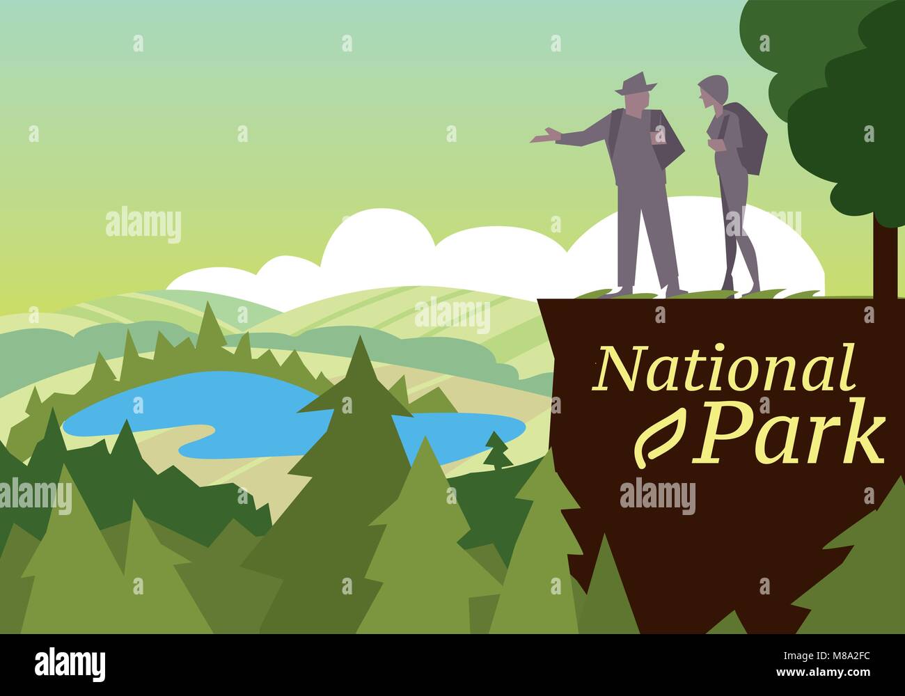 Hiker man in forest Stock Vector Images - Alamy