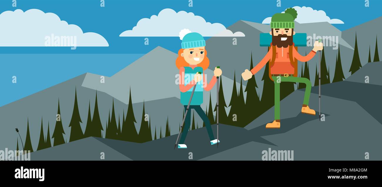 Hiking walking trail Stock Vector Images - Alamy