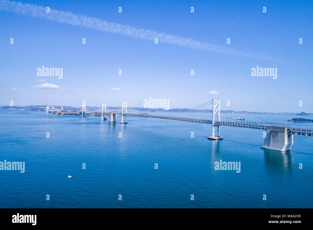 Great Seto Bridge view from Shami Nakanda beach, Sakaide City Kagawa ...
