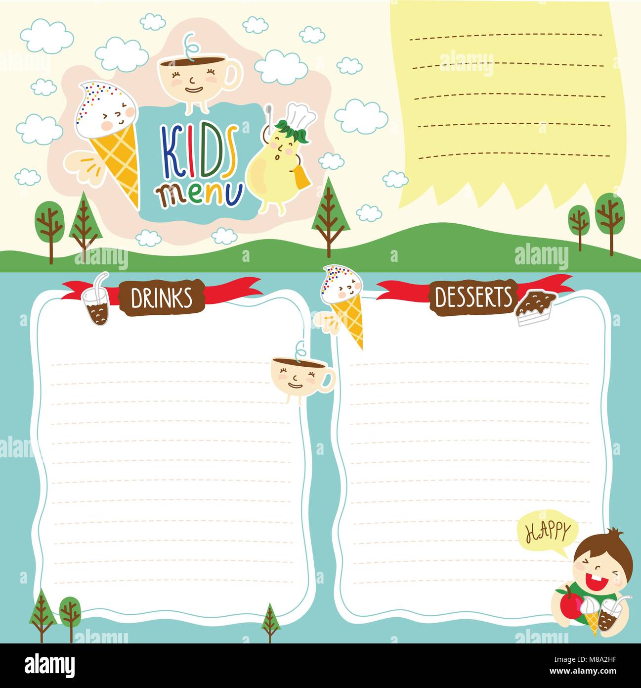 Colorful kids meal menu vector template Stock Vector Image & Art - Alamy