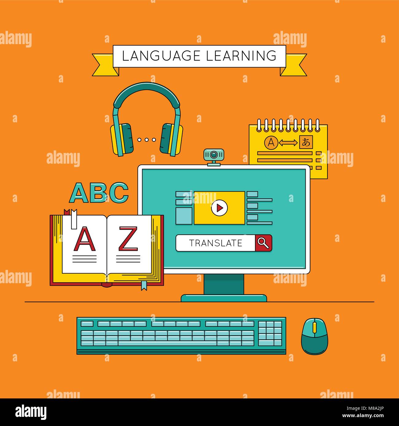 Foreign language learning flat Stock Vector Images - Alamy