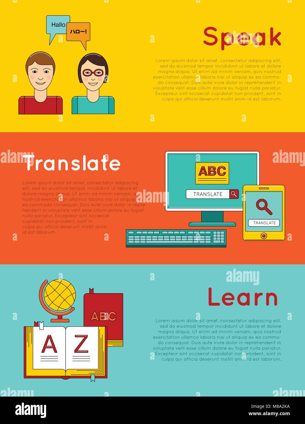 Foreign language learning flat Stock Vector Images - Alamy