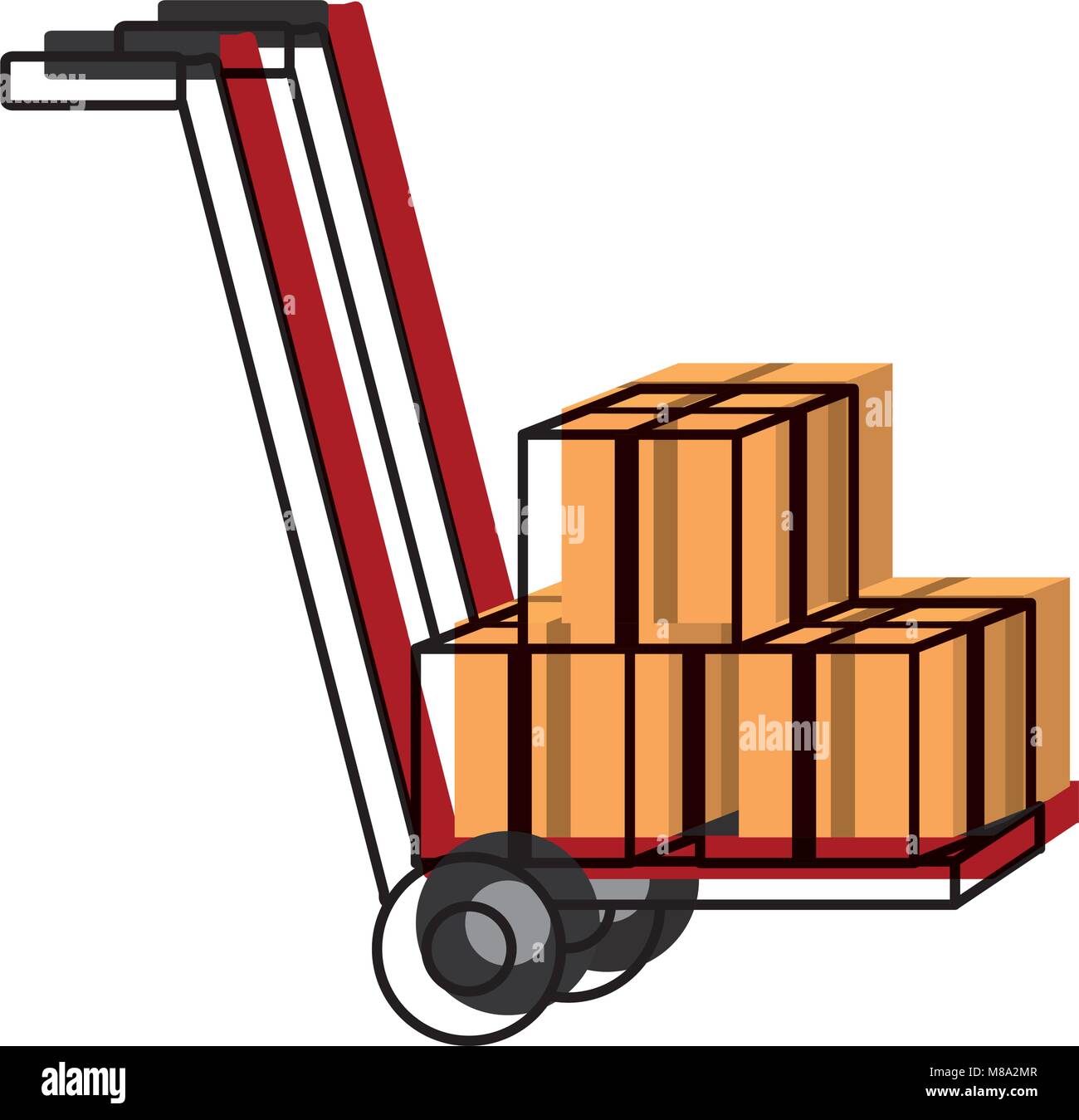 moved color platform trolleys with boxes packages service Stock Vector ...