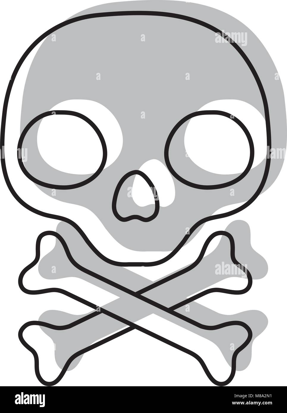 moved color warning skull and bones danger sign Stock Vector Image ...