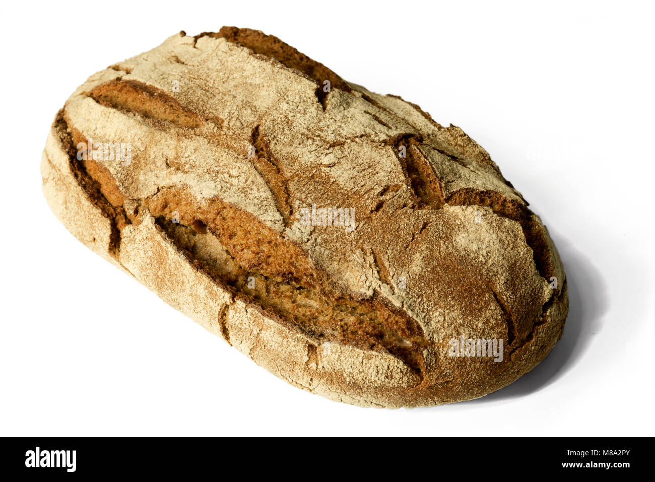 Fresh whole loaf of German sourdough rye bread - high angle view ...