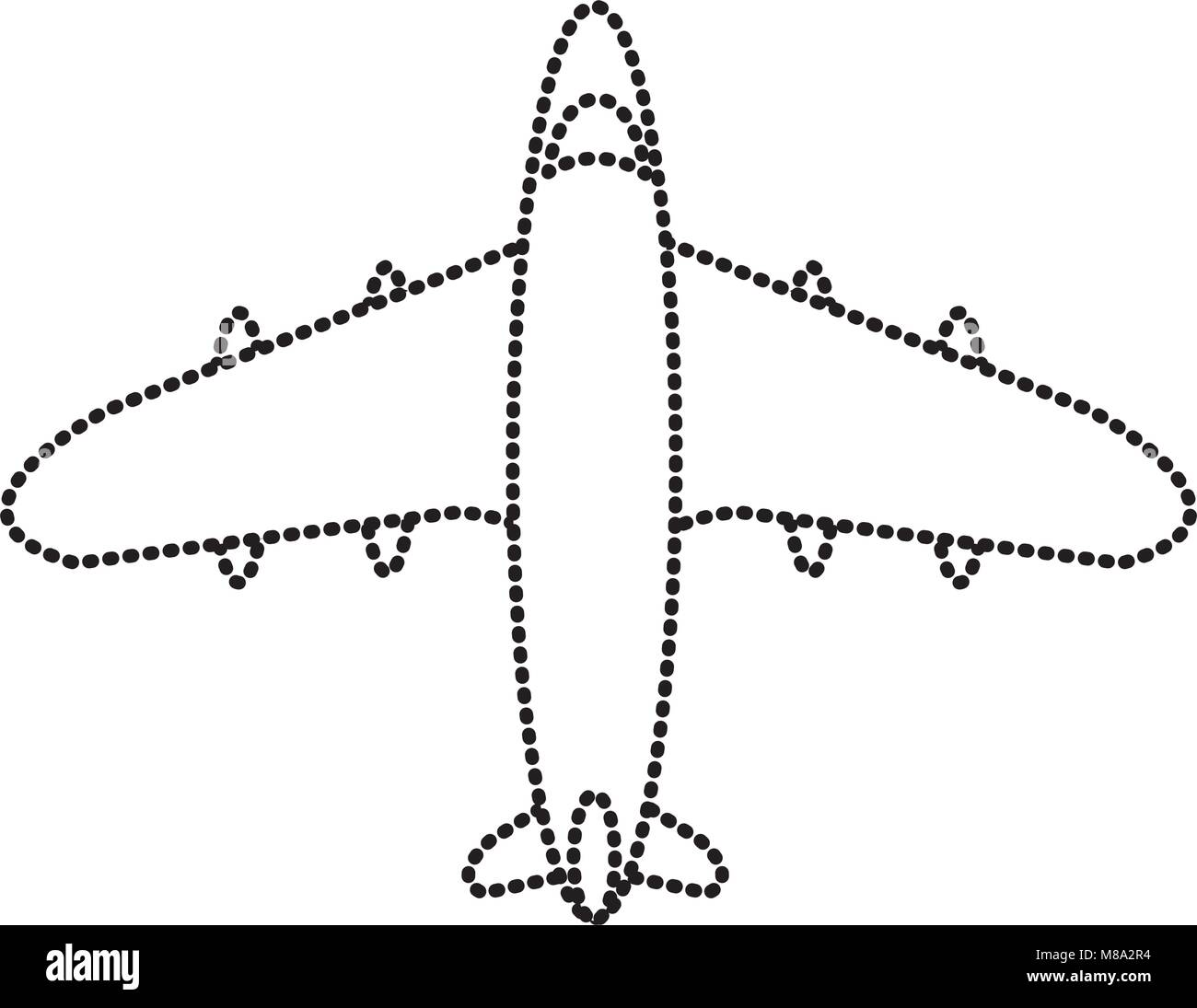 dotted shape airplane travel transport with turbines and lights Stock ...