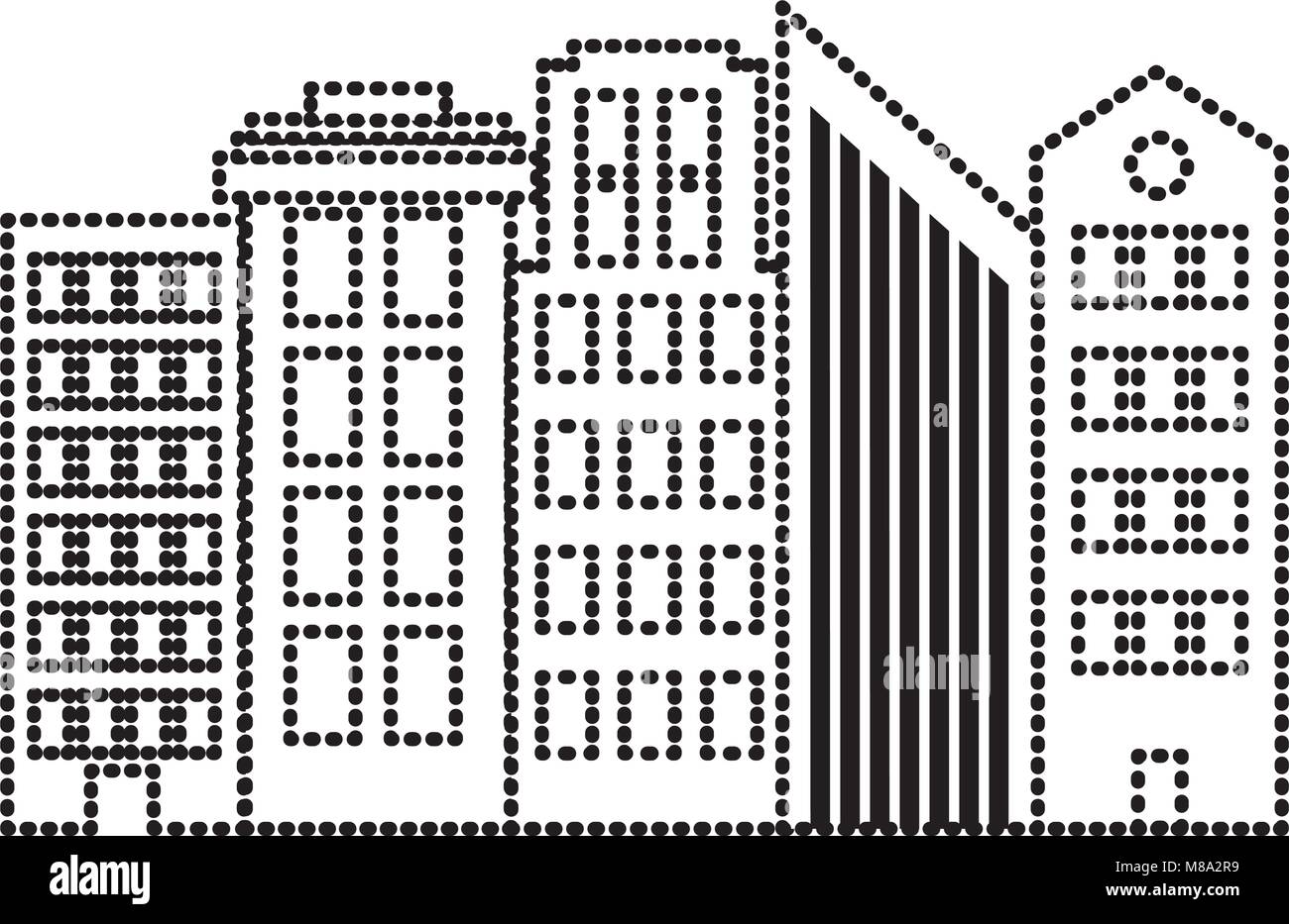 dotted shape architecture modern buildings city design Stock Vector ...