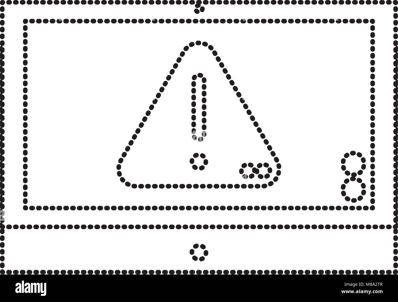dotted shape attencion and caution symbol inside screen technology ...