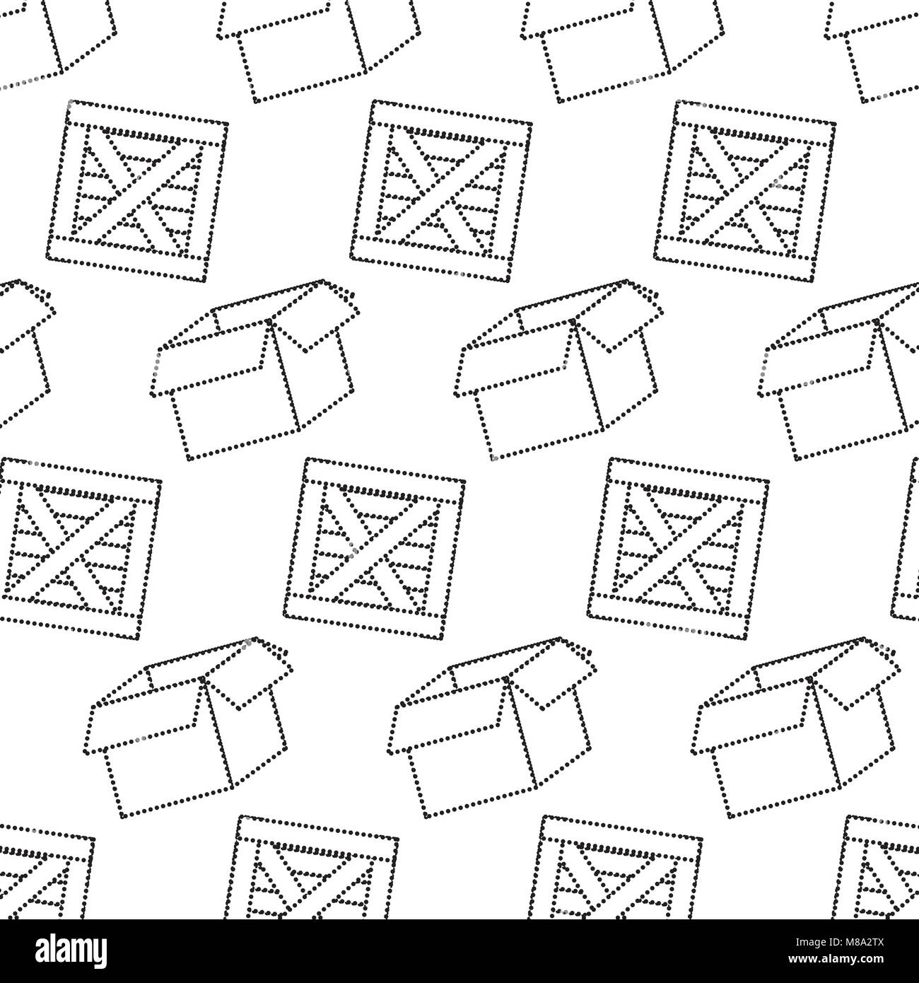 dotted shape box package of carton and wood background Stock Vector ...