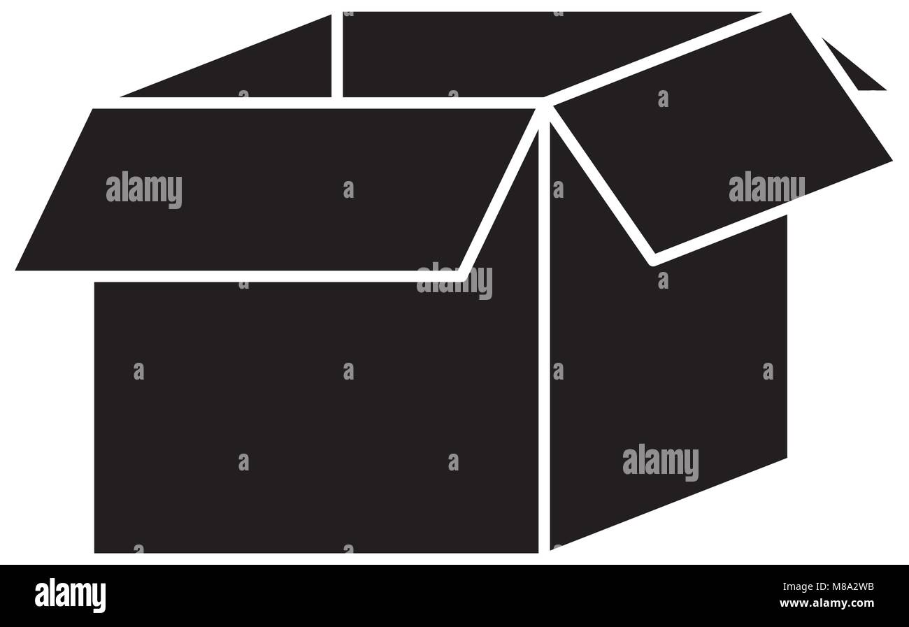 silhouette open box package object delivery Stock Vector Image & Art ...