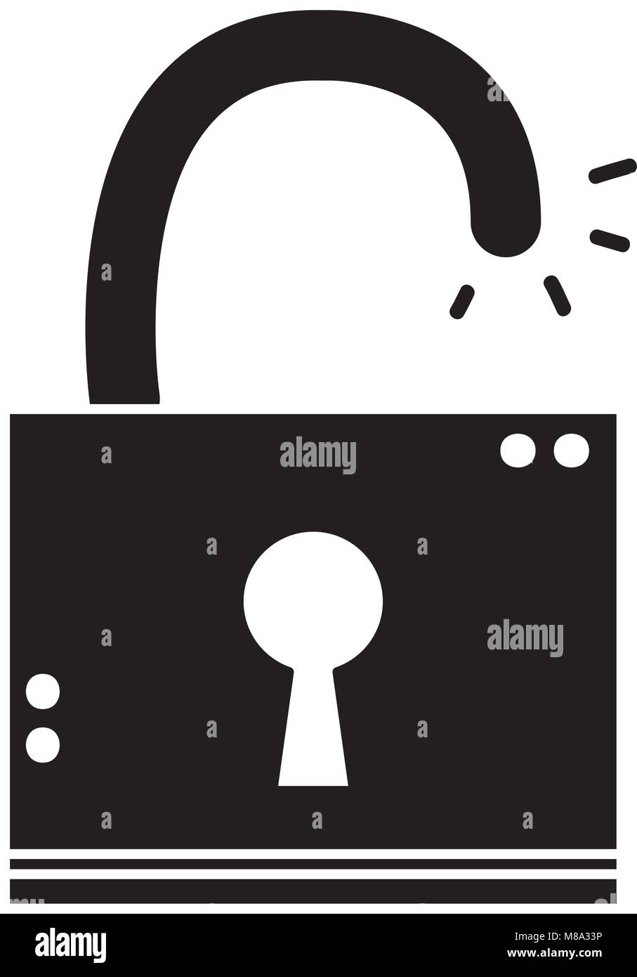 Silhouette Open Padlock Object To Protection Information Stock Vector Image And Art Alamy