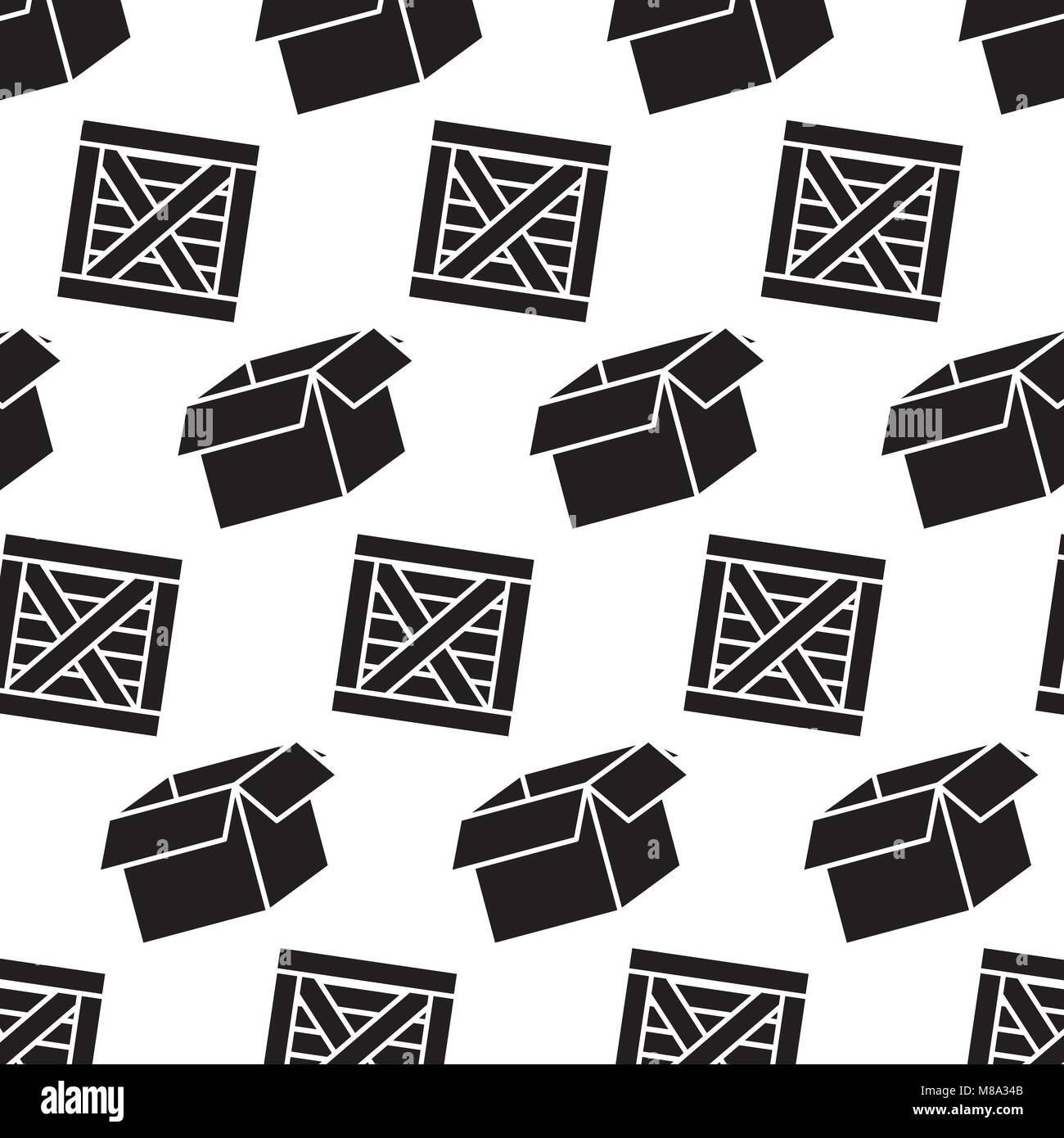 silhouette box package of carton and wood background Stock Vector Image ...