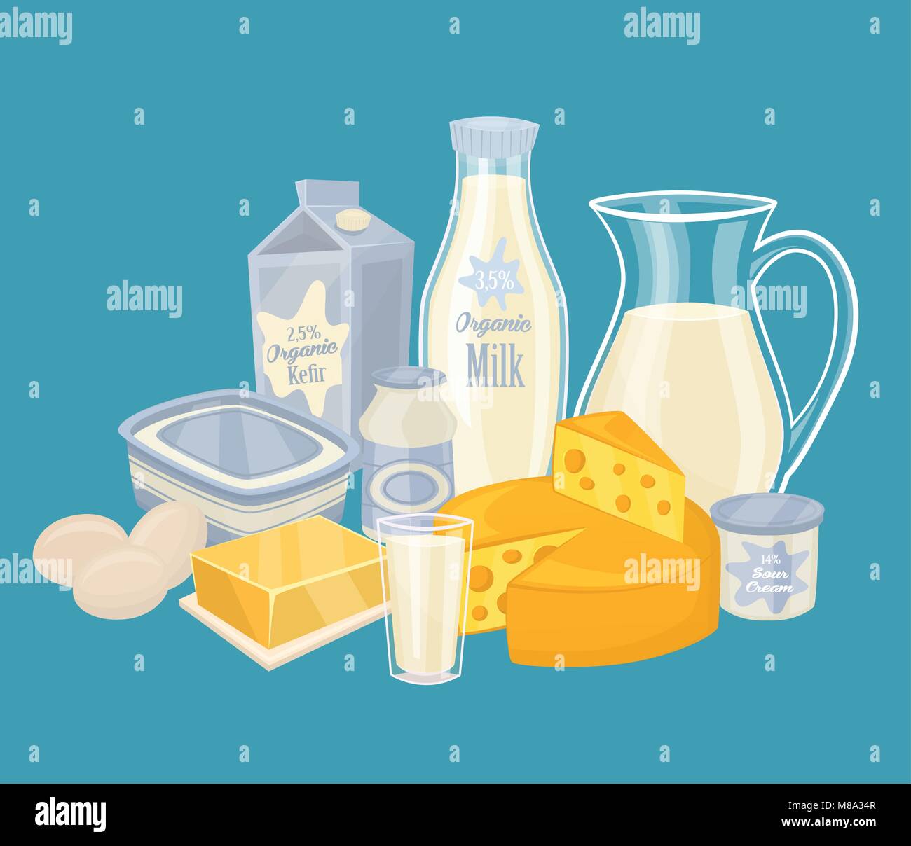 Dairy products isolated, vector illustration Stock Vector Image & Art ...