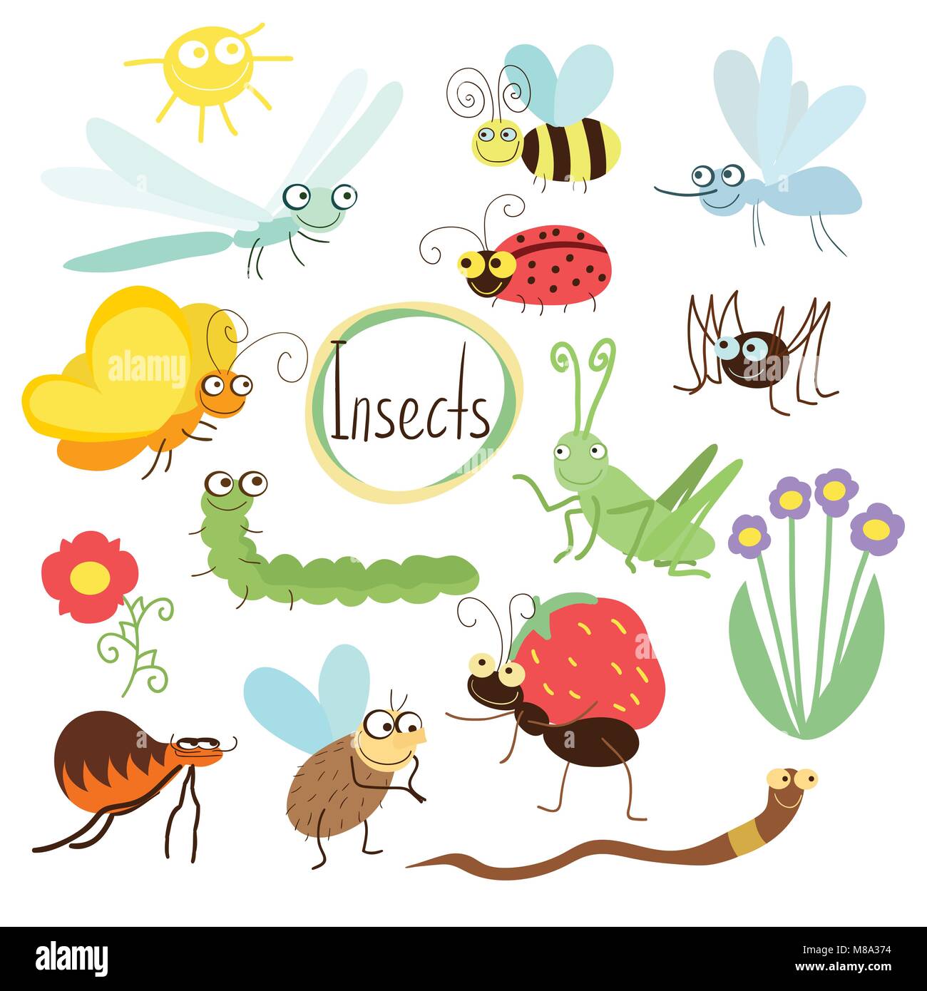 Vector insect set in cartoon style Stock Vector Image & Art - Alamy