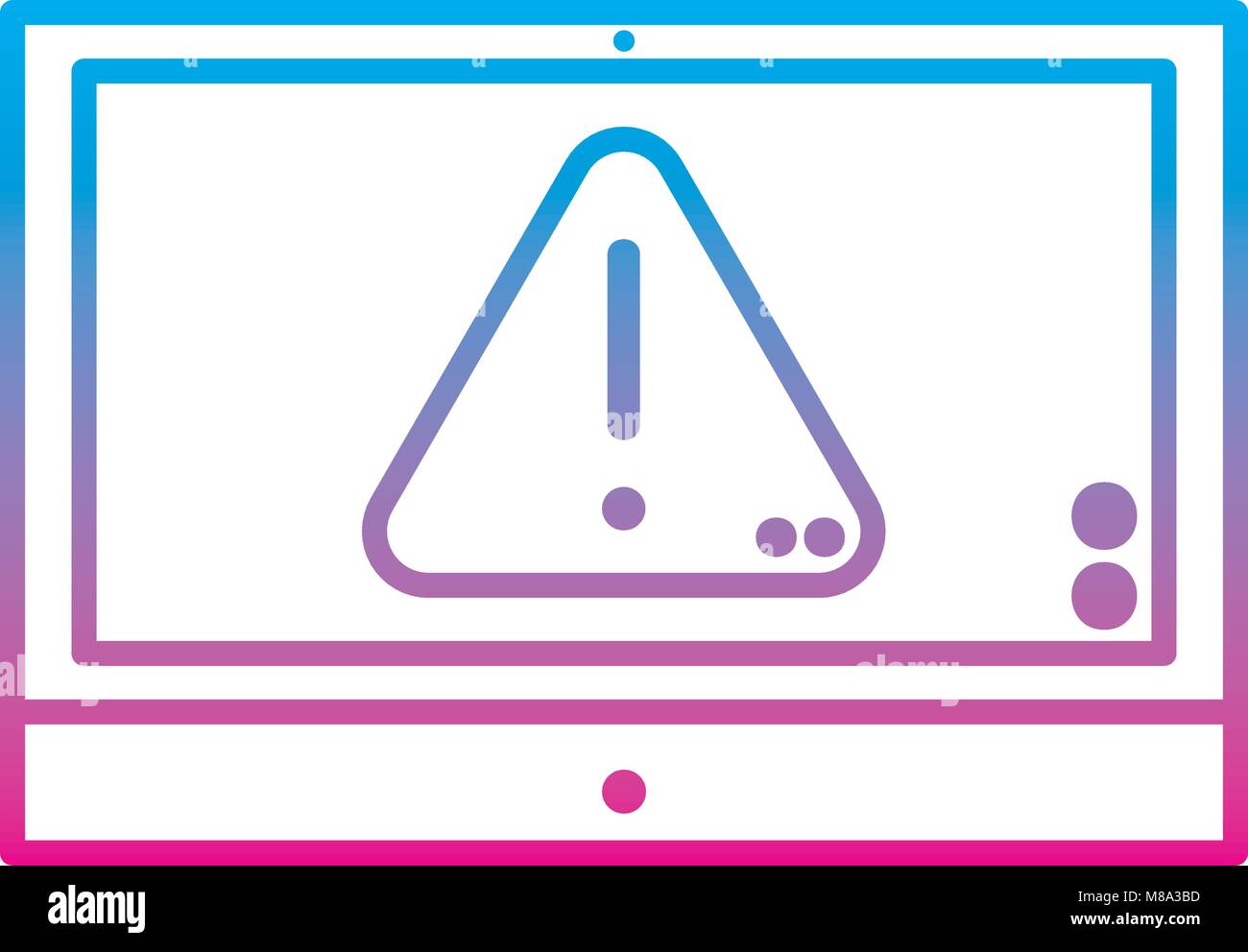 degraded line attencion and caution symbol inside screen technology ...