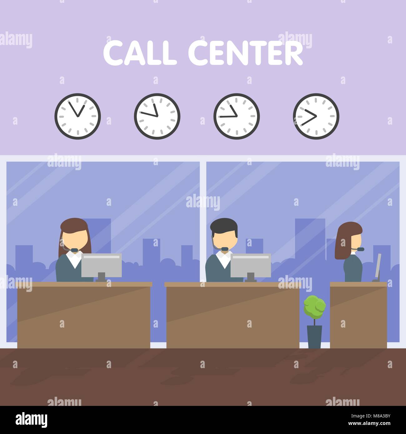 Workers call center, vector illustration Stock Vector Image & Art - Alamy