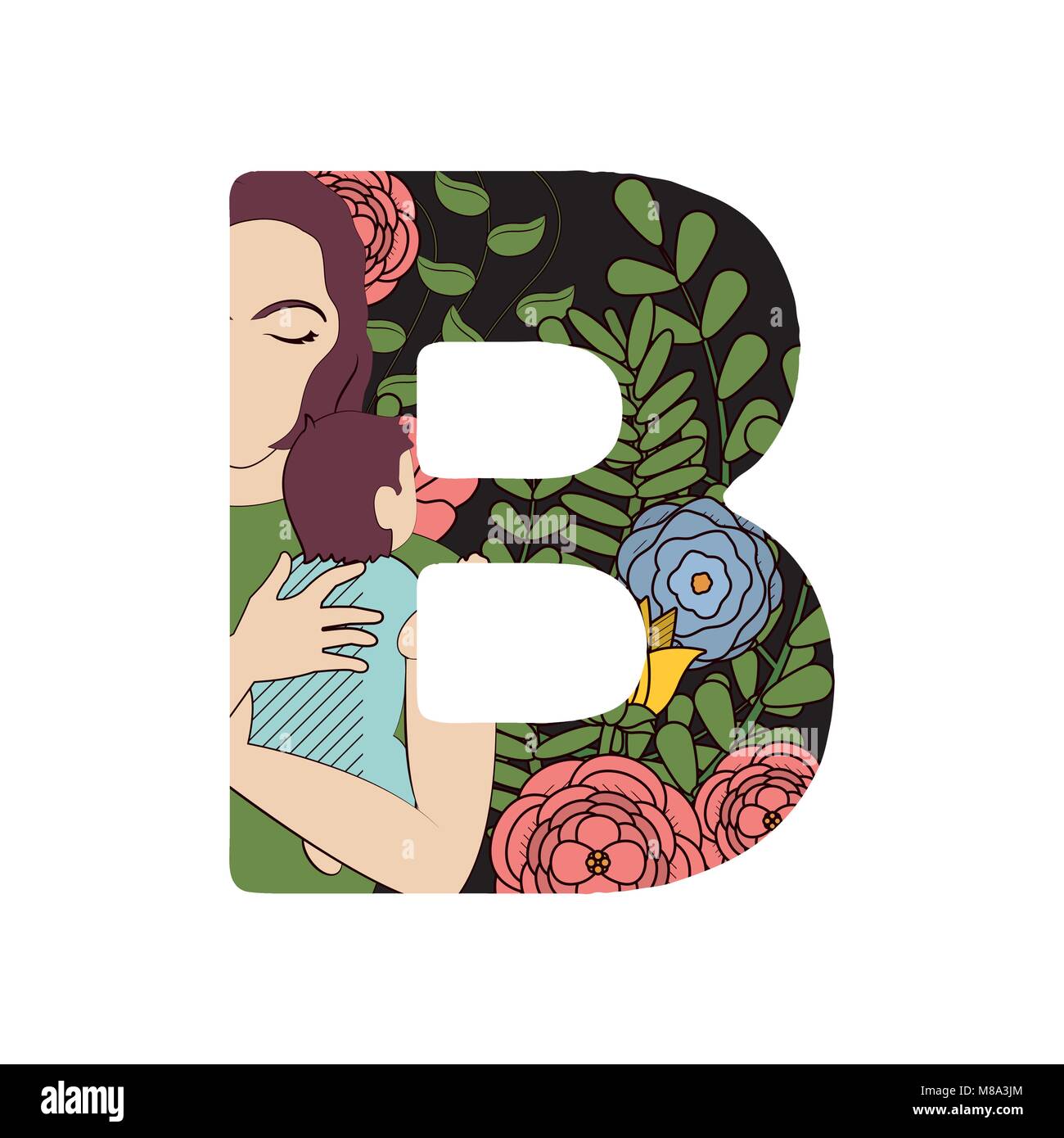Letter b with flowers Stock Vector Images - Alamy