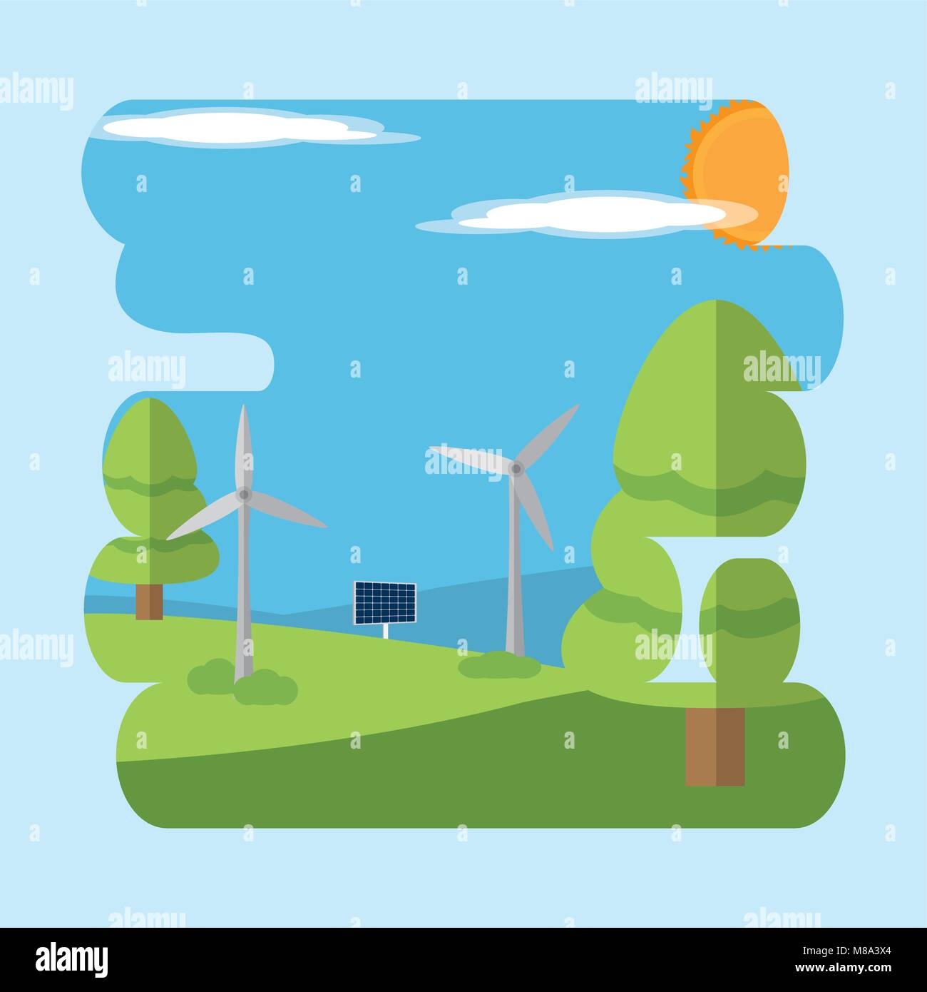 Eolic energy by wind turbine Stock Vector Image & Art - Alamy